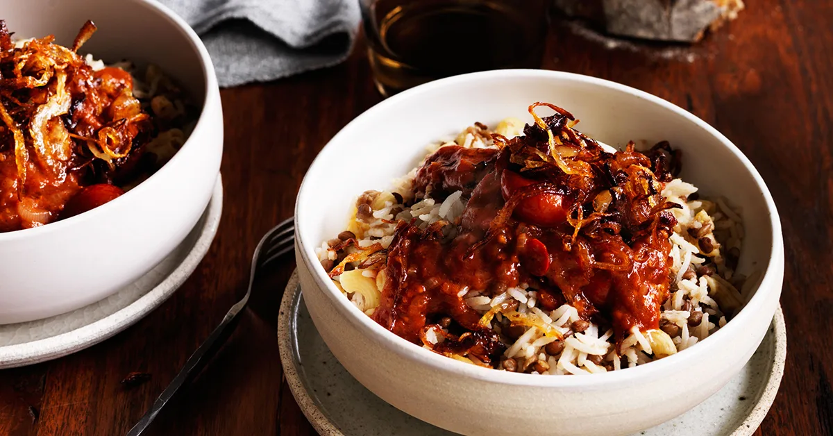 how to cook rice koshari