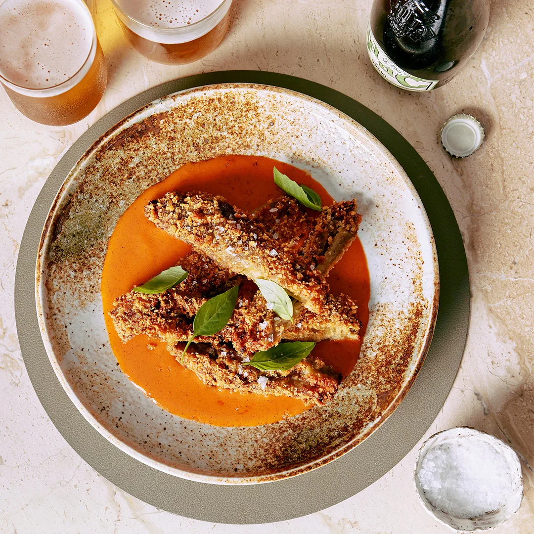 Pilloni's eggplant cutlet with spicy tomato sauce - Gourmet Traveller