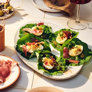 Spanish devilled eggs recipe with crisp jamón - Gourmet Traveller