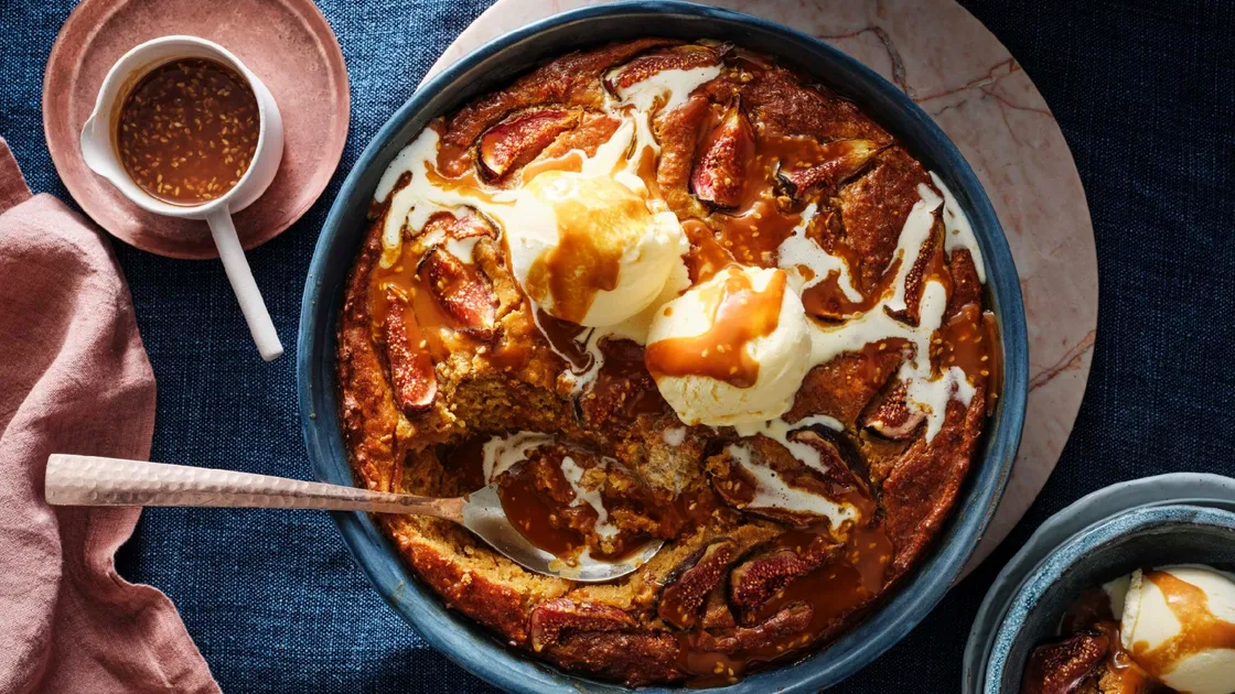 Sticky fig pudding with butterscotch and fig leaf ice-cream recipe ...