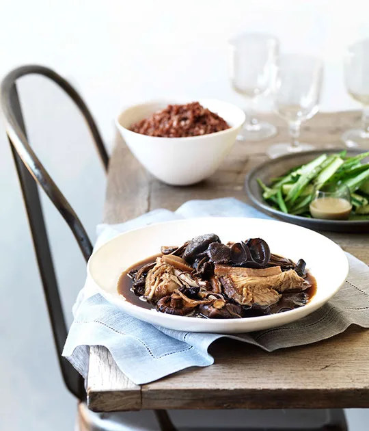 Tung Po Pork with Watercress and Cucumber Salad