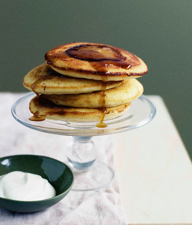 Apple-maple buttermilk hotcakes | Gourmet Traveller