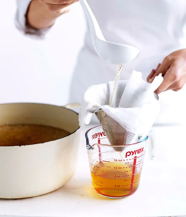 Chicken and prawn consomme recipe | Gourmet Traveller recipe
