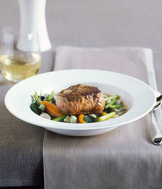 Veal fillet with spring vegetables recipe | Gourmet Traveller recipe