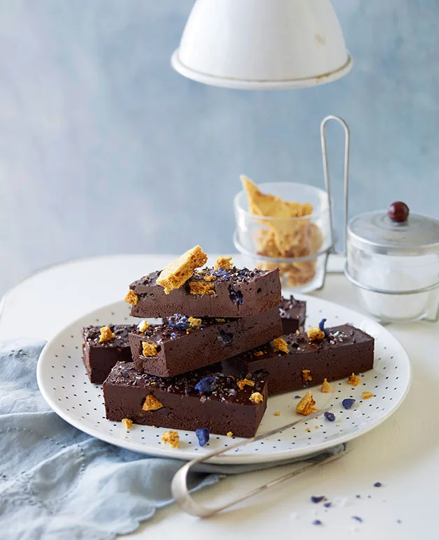 Violet honeycomb truffle slice recipe | Gourmet Traveller