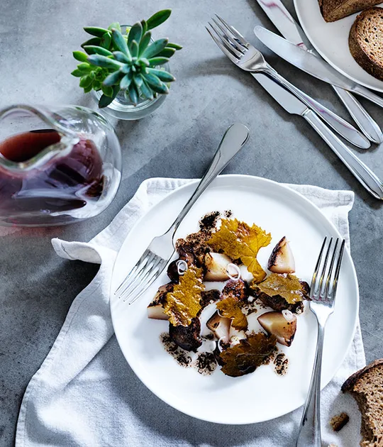 Duck Hearts and Livers with Vine Leaves Recipe