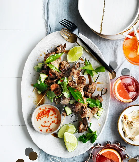 Sticky pork skewers recipe | Gourmet Traveller