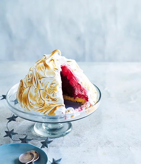 Raspberry-chocolate bombe Alaska recipe | Gourmet Traveller