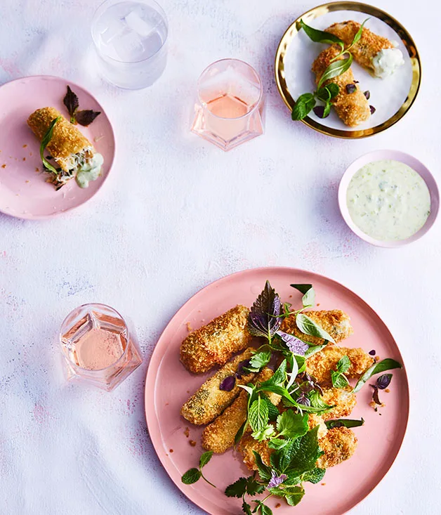 Crumbed Rice Paper Rolls With Crab and Mayo