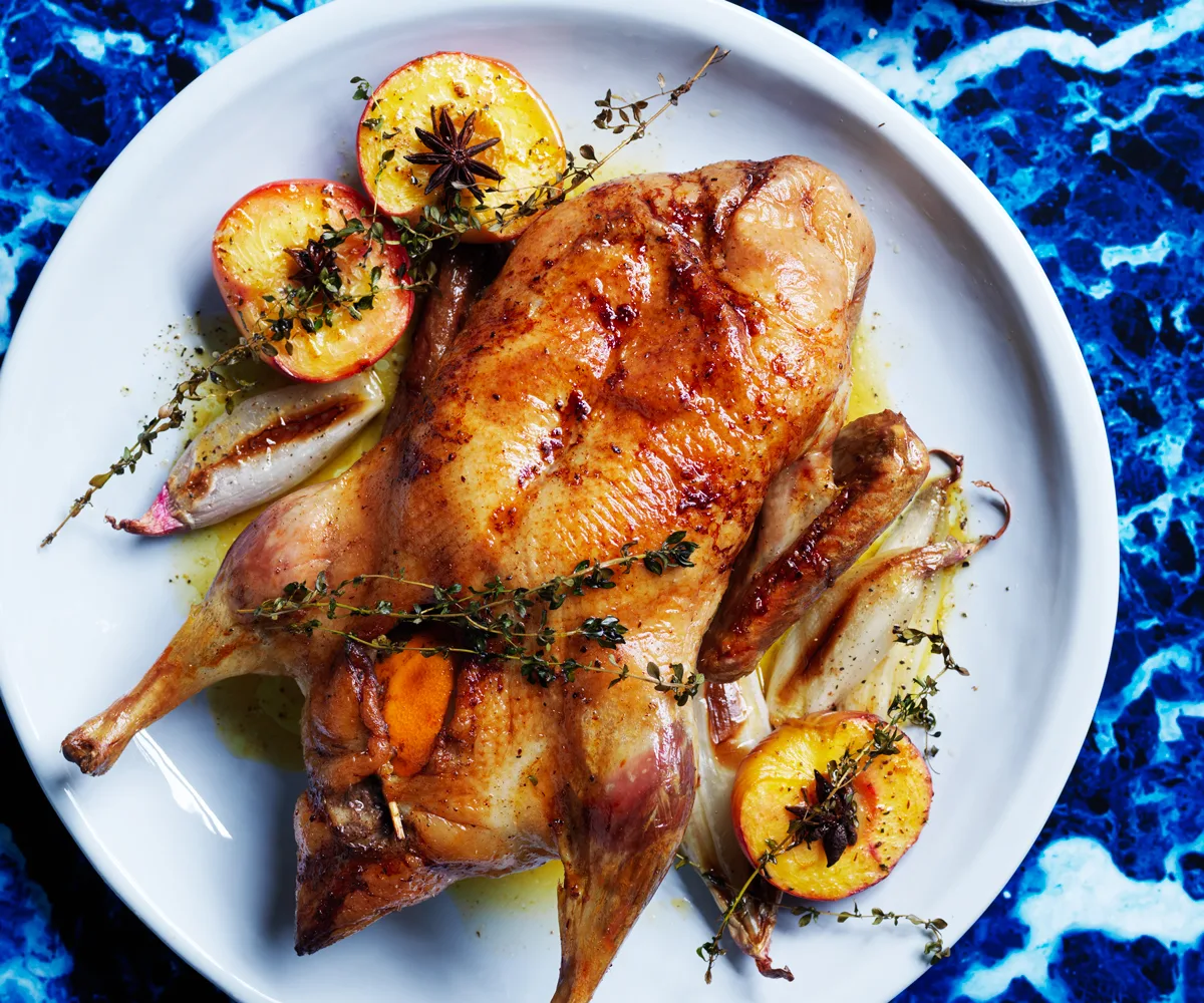 Roast Duck with Peaches & Oranges Recipe