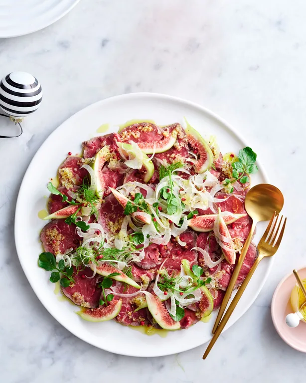 Beef Carpaccio Recipe with Fig and Fennel Salad