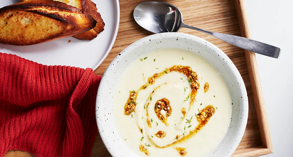 Parsnip Soup With Hazelnut and Thyme Butter