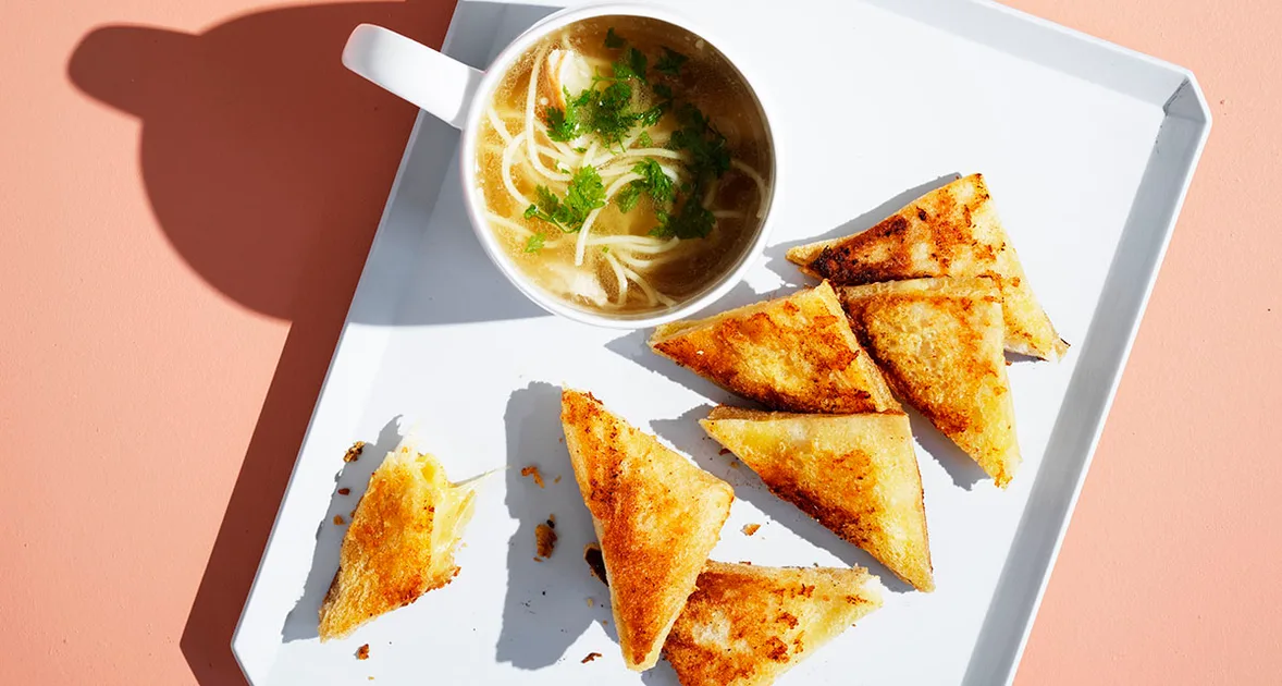 Mini Cheese Toasties with Chicken Soup Recipe