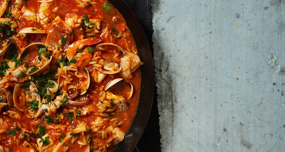 Seafood stew with risoni recipe | Gourmet Traveller