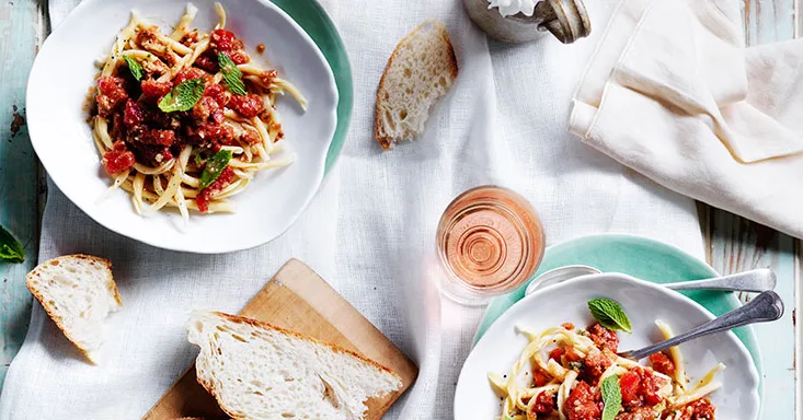 Handmade busiate with pesto Trapanese recipe | Gourmet Traveller