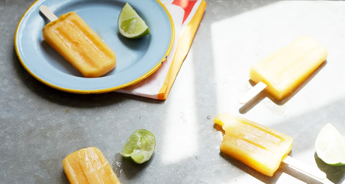 Ice blocks recipe with mango, coconut and lemongrass