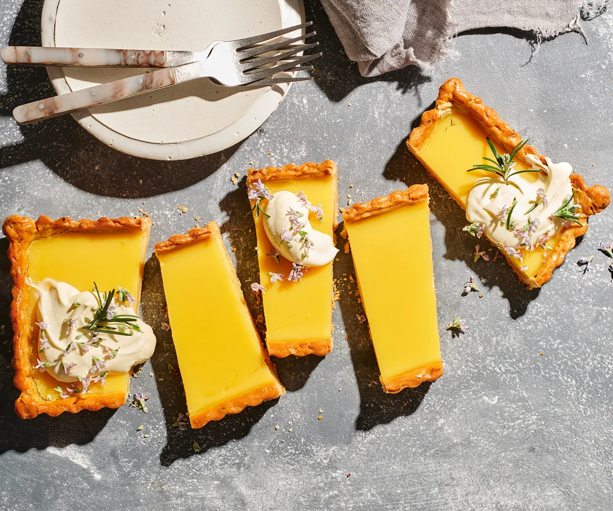 Lemon tart with rosemary recipe | Gourmet Traveller