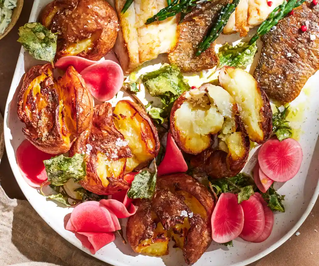 Potato gaufrettes recipe with summer-vegetable tartare | Gourmet Traveller