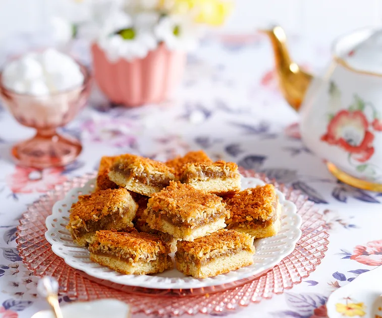 Caramel coconut macaroon slice