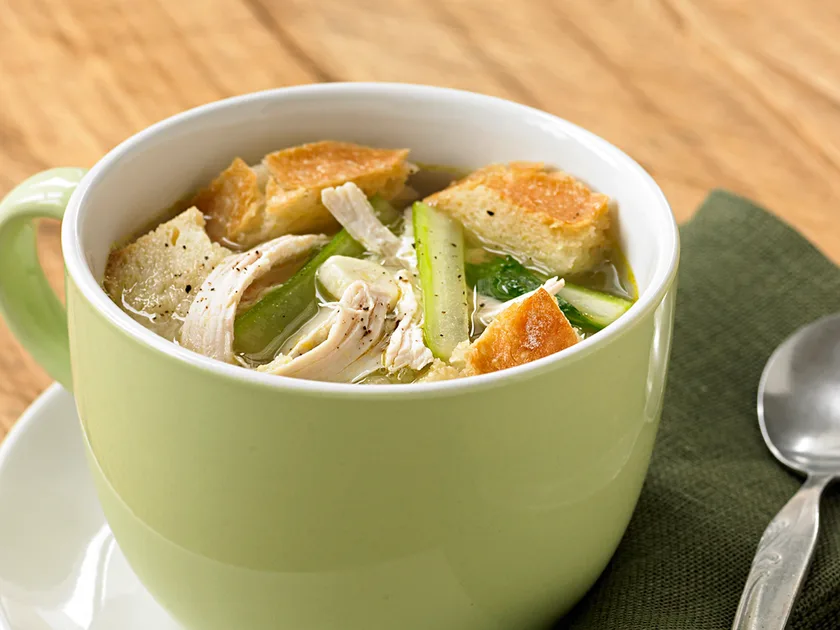 Chicken, celery and bread broth