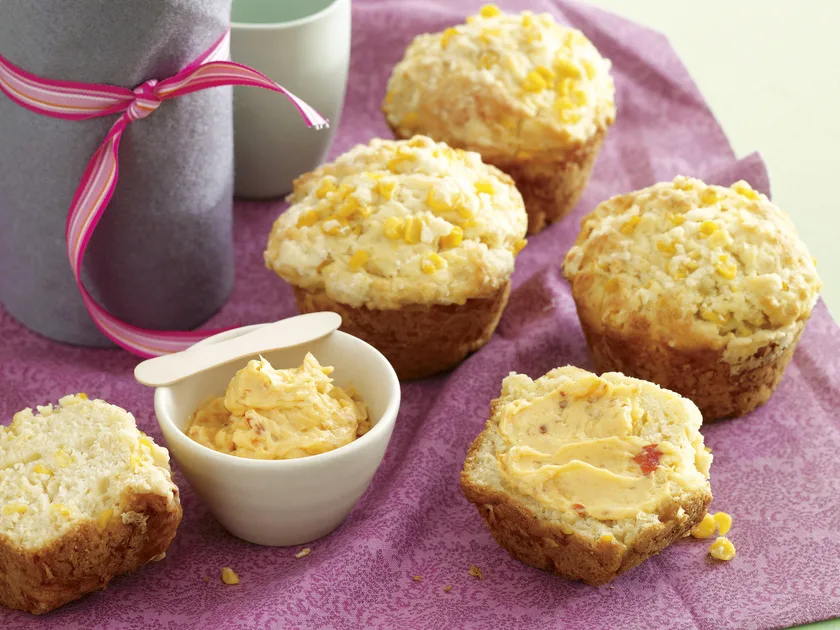 Corn chilli and cheese muffins with sweet chilli butter