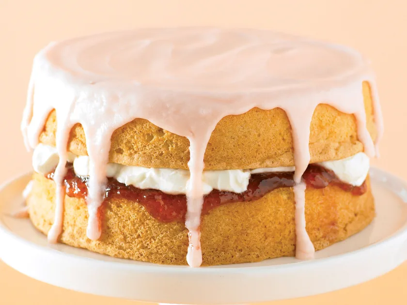 Jam and cream sponge cake