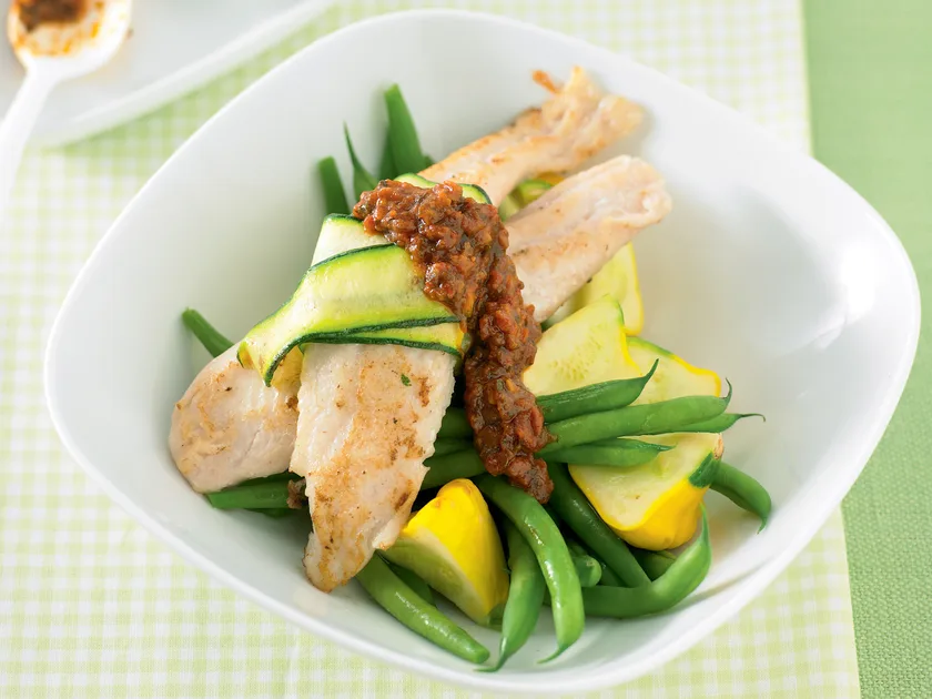 Zucchini wrapped fish