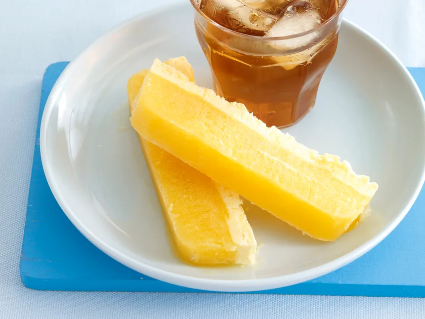 Mango sorbet and frozen yoghurt slice