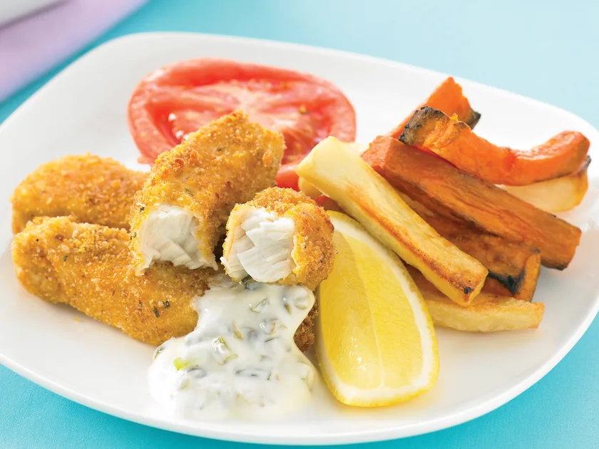 Rosemary crumbed fish and chips