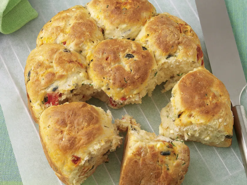 Sun-dried tomato and olive pull-apart