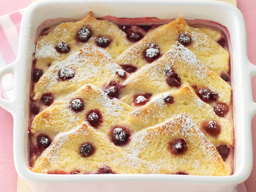 Irresistible raspberry bread and butter pudding recipe