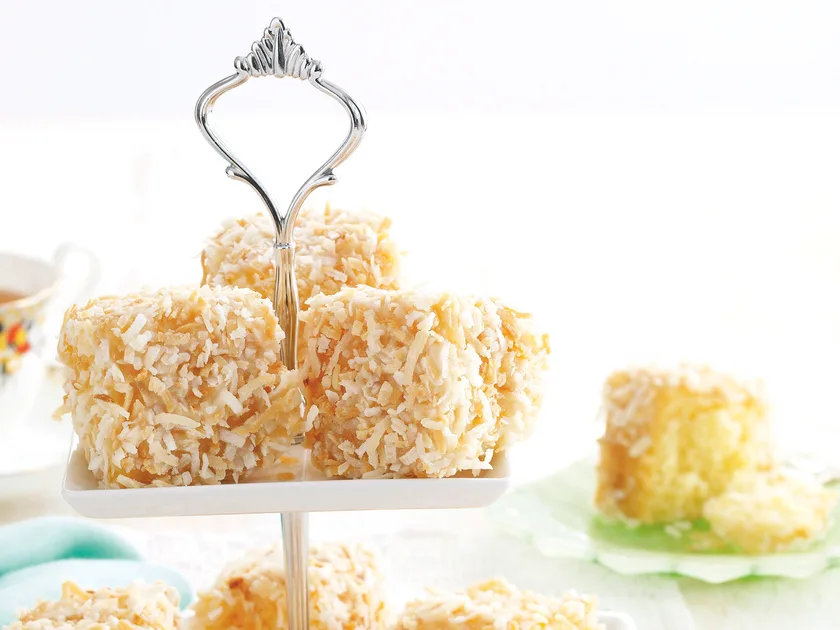 White chocolate lamingtons