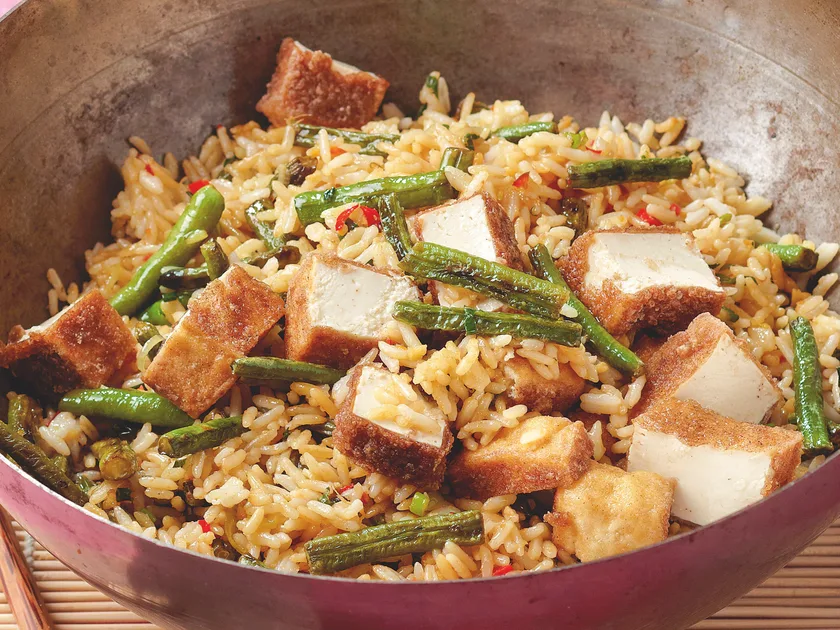 Tofu and snake bean fried rice