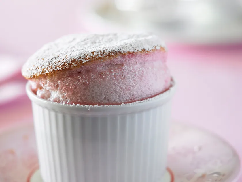 Hot strawberry souffles