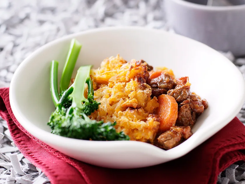 Beef casserole with rosti topping
