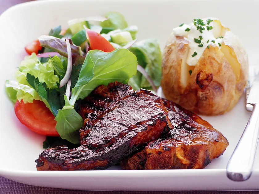 Barbecued lamb short loin chops