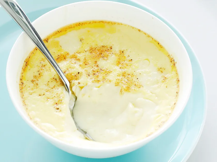 Baked rice custard