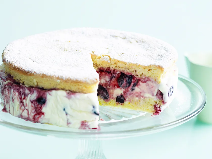 Cherry ripple ice-cream cake