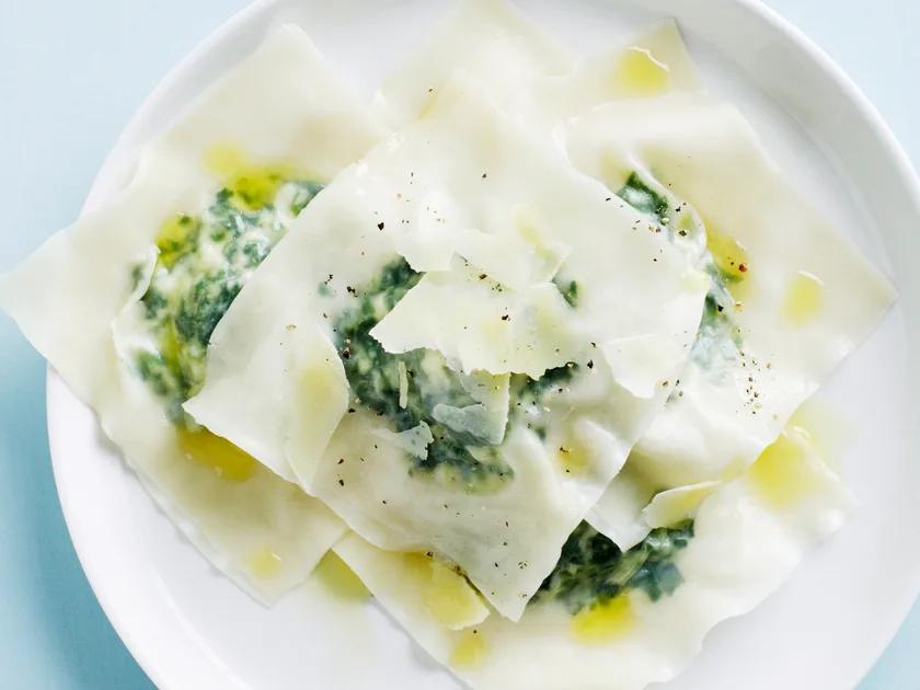 Ricotta and spinach ravioli