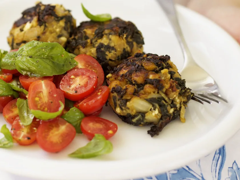 Silverbeet, chickpea and feta patties