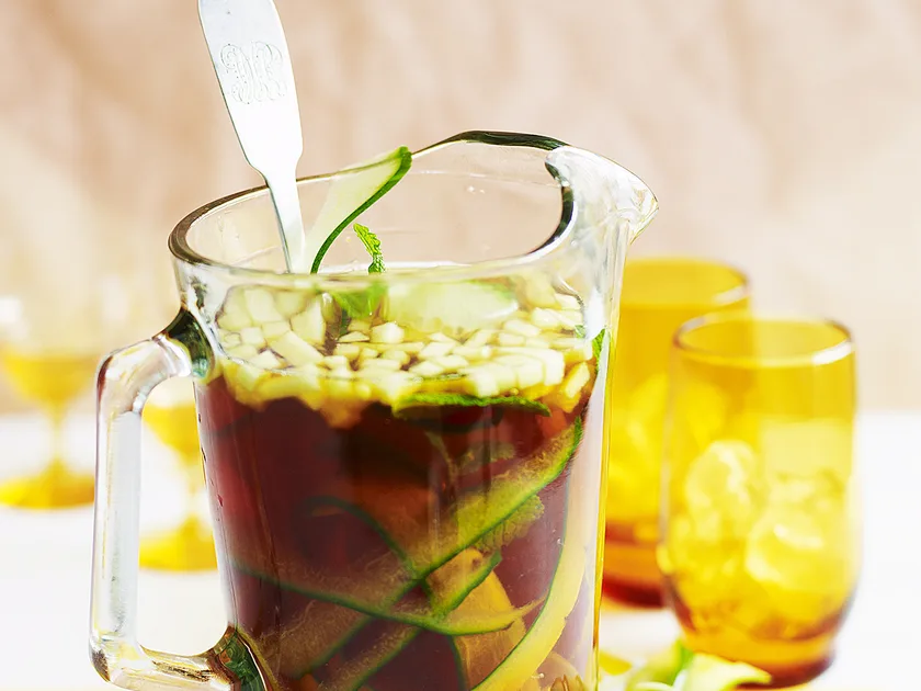 Pimms punch with fresh fruits and mint recipe