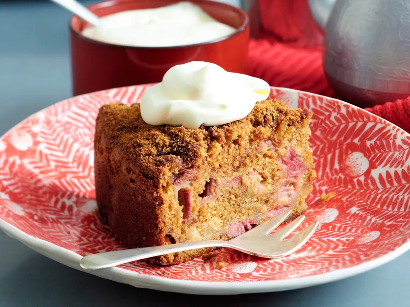 Sugar-crusted rhubarb cake