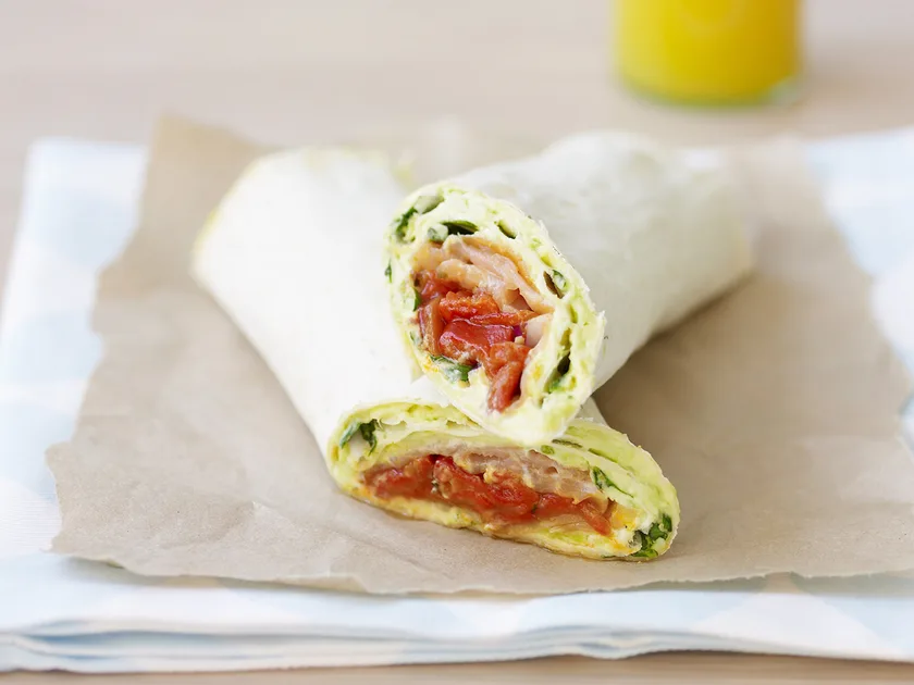 Smoked salmon and capsicum wrap