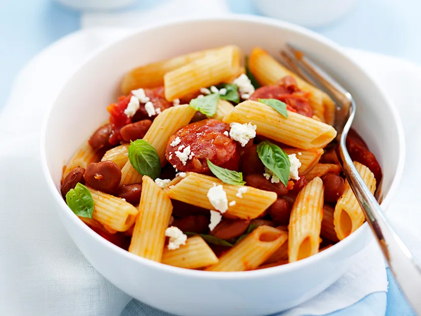 Mexi bean tomato and basil pasta recipe