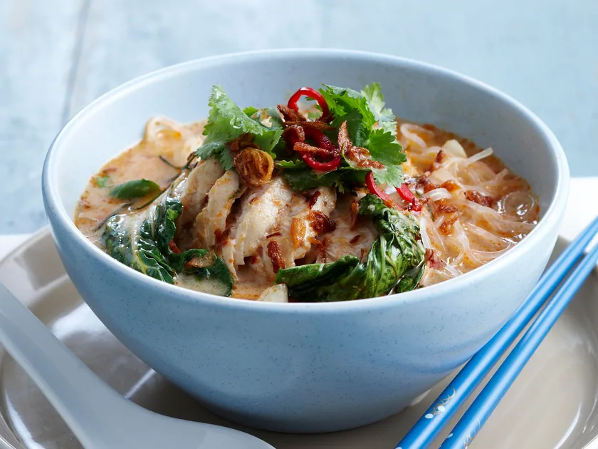 Poached turkey laksa