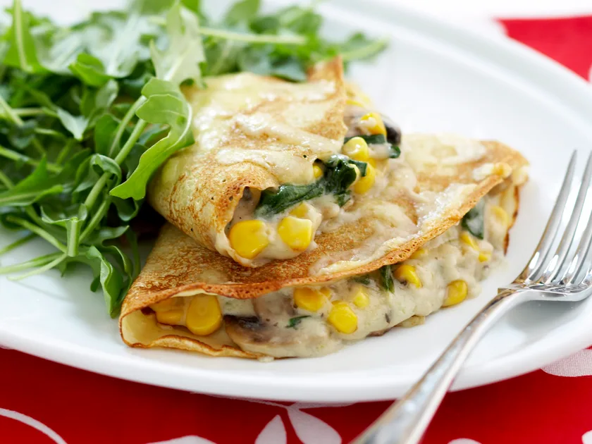 Spinach and corn crepes