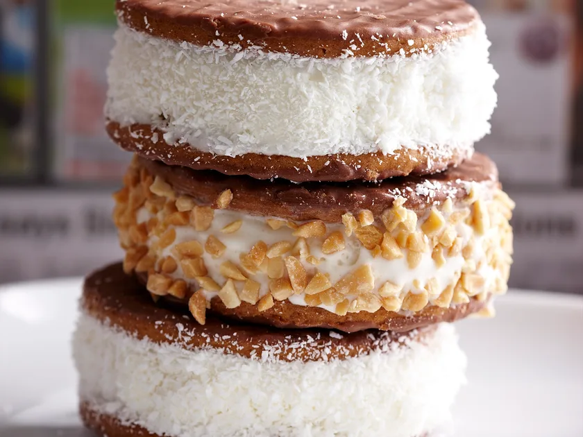 Chunky choc ice-cream sandwiches