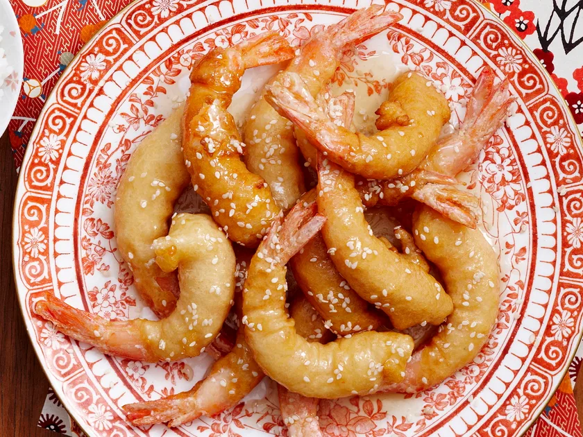 Prawns with crisp honey sesame coating recipe