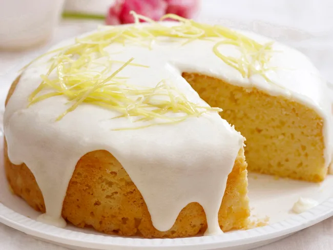 Lemon sour cream cake with zesty lemon icing recipe