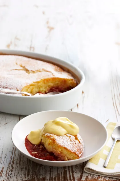 Plum sponge pudding